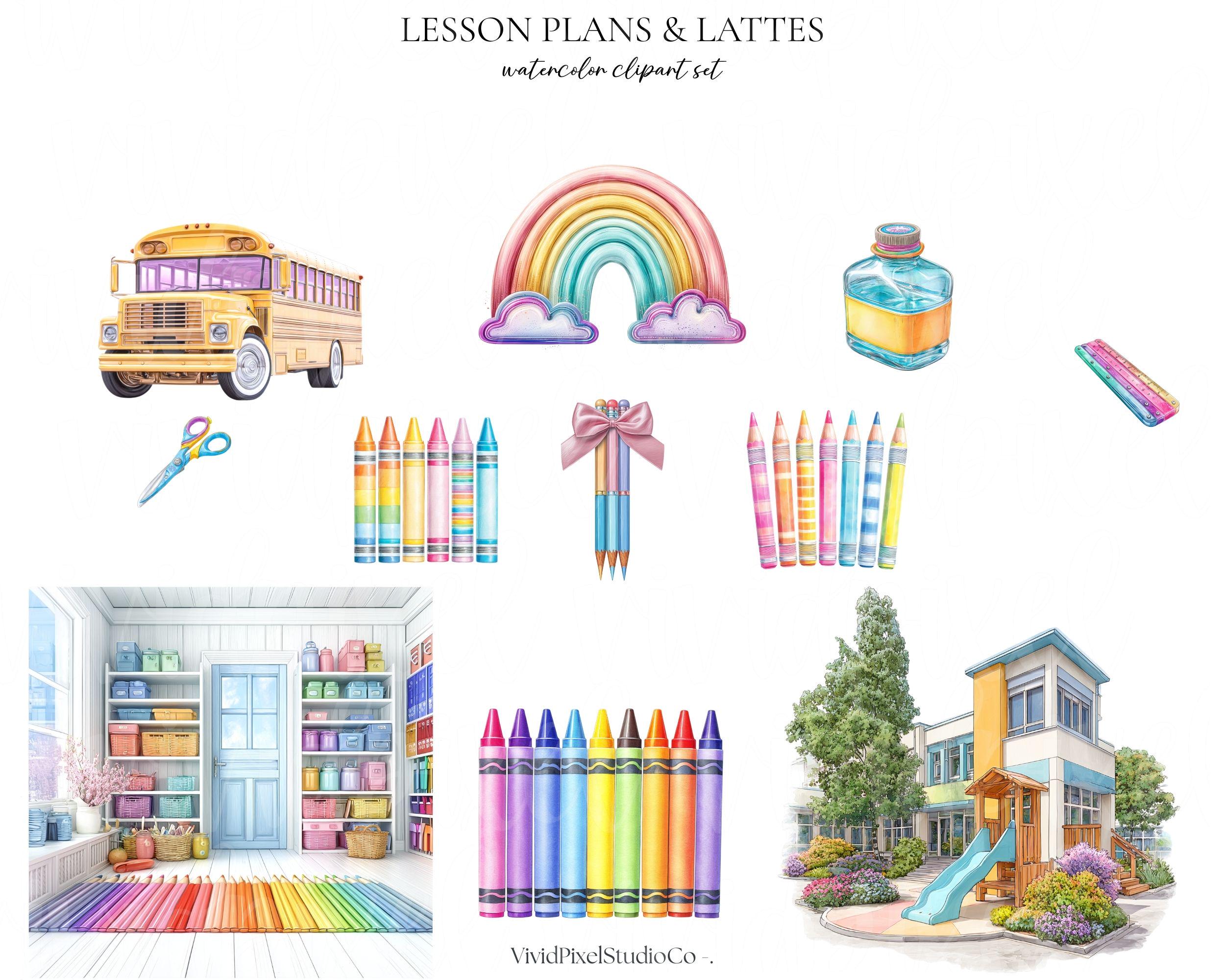 Classroom Watercolor Graphics | Lesson Plans & Lattes Teacher Clipart ...
