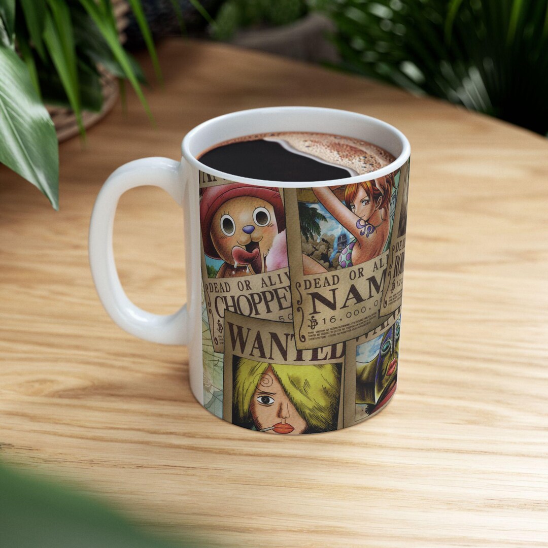 One Piece Strawhats Wanted Poster Inspired Ceramic Mug - Fun Anime ...
