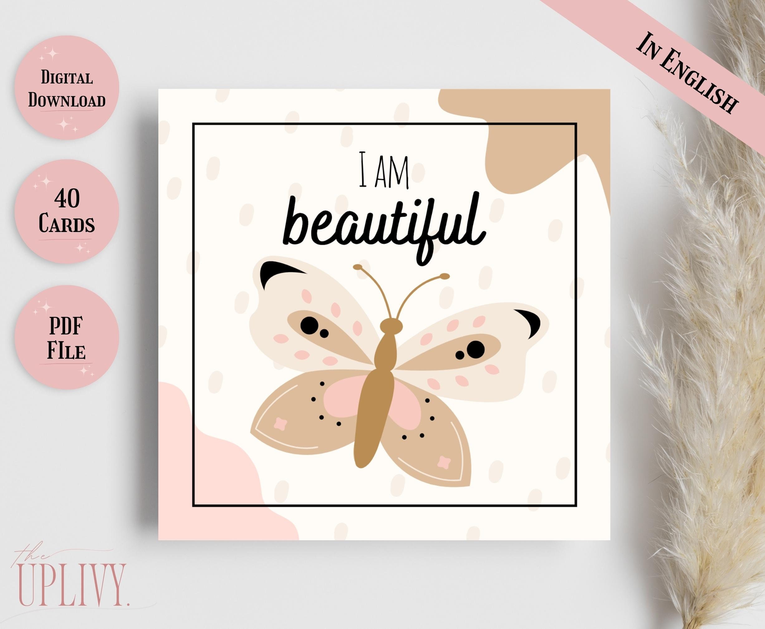 Childrens Positive Affirmation Cards in Pink Set of 40 English ...