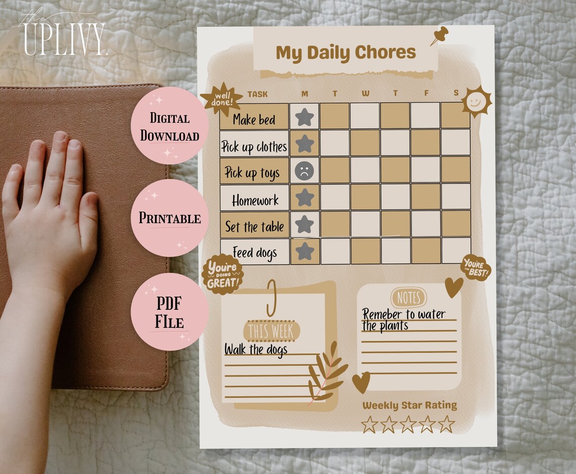 Kids Chore Chart Kids Daily Chores Responsibility Chart - Etsy