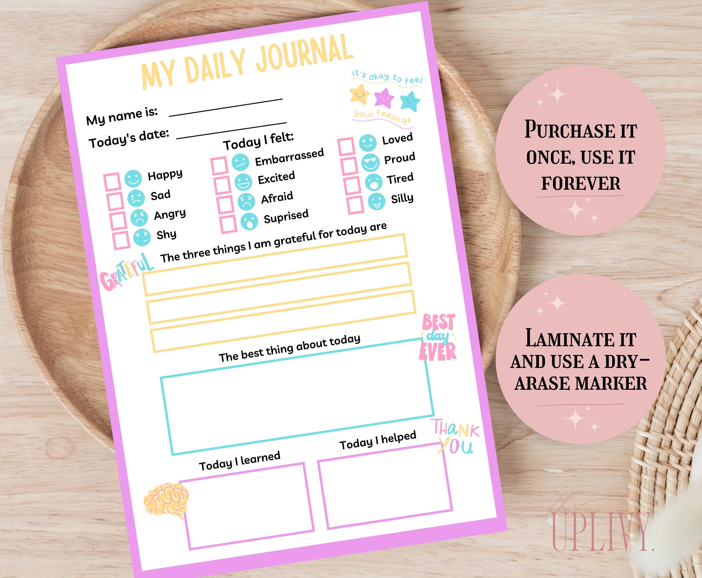 Social-emotional Learning Daily Journal for Kids | Reflection for Kids ...