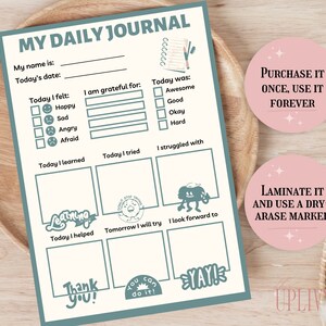 Kids ADHD Journal Daily Journal ADHD Worksheet Diary for Children ADHD ...