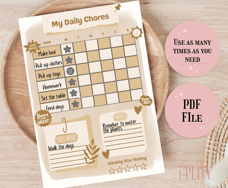 Kids Chore Chart Kids Daily Chores Responsibility Chart - Etsy