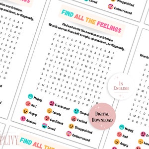 Emotion Word Search for Children | Kids Emotions | Emotional Literacy ...