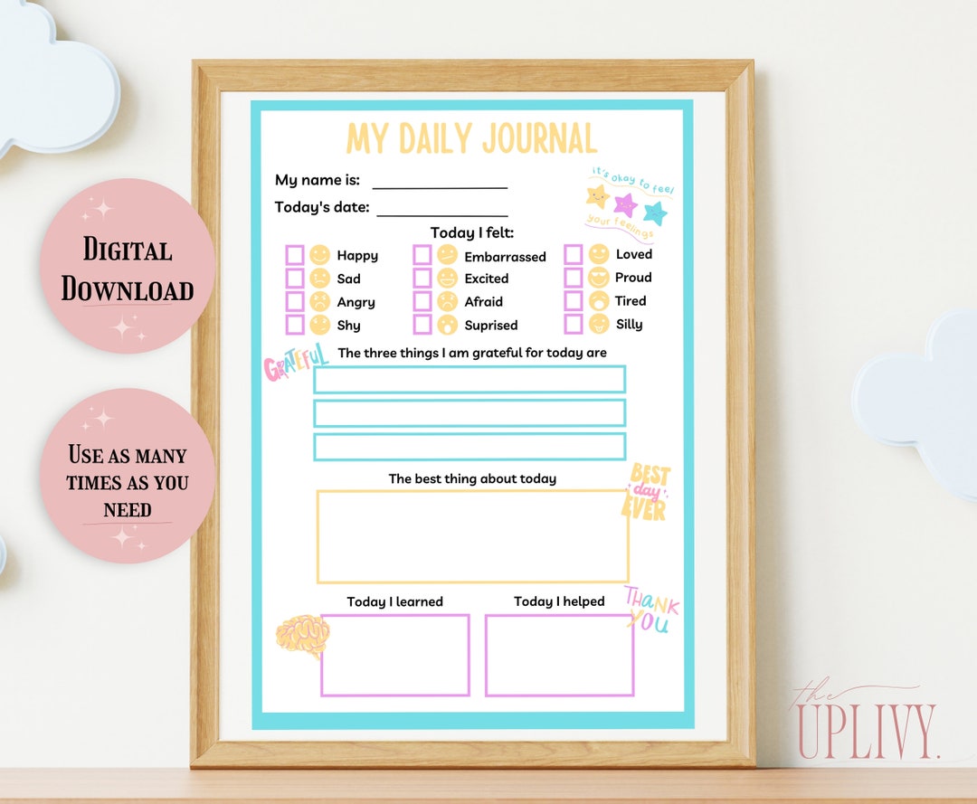Social-emotional Learning Daily Journal for Kids | Reflection for Kids ...