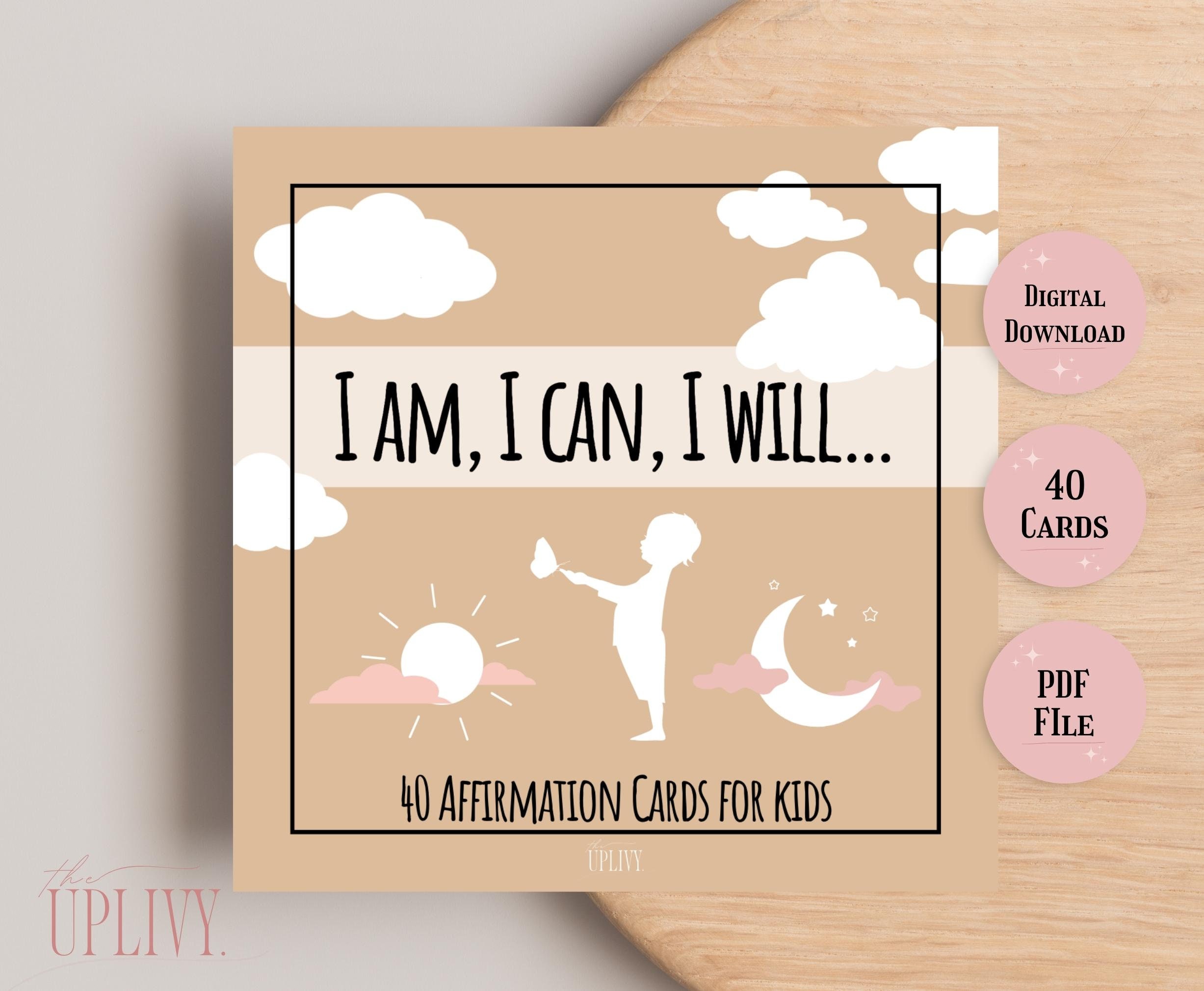 Childrens Positive Affirmation Cards in Pink Set of 40 English ...