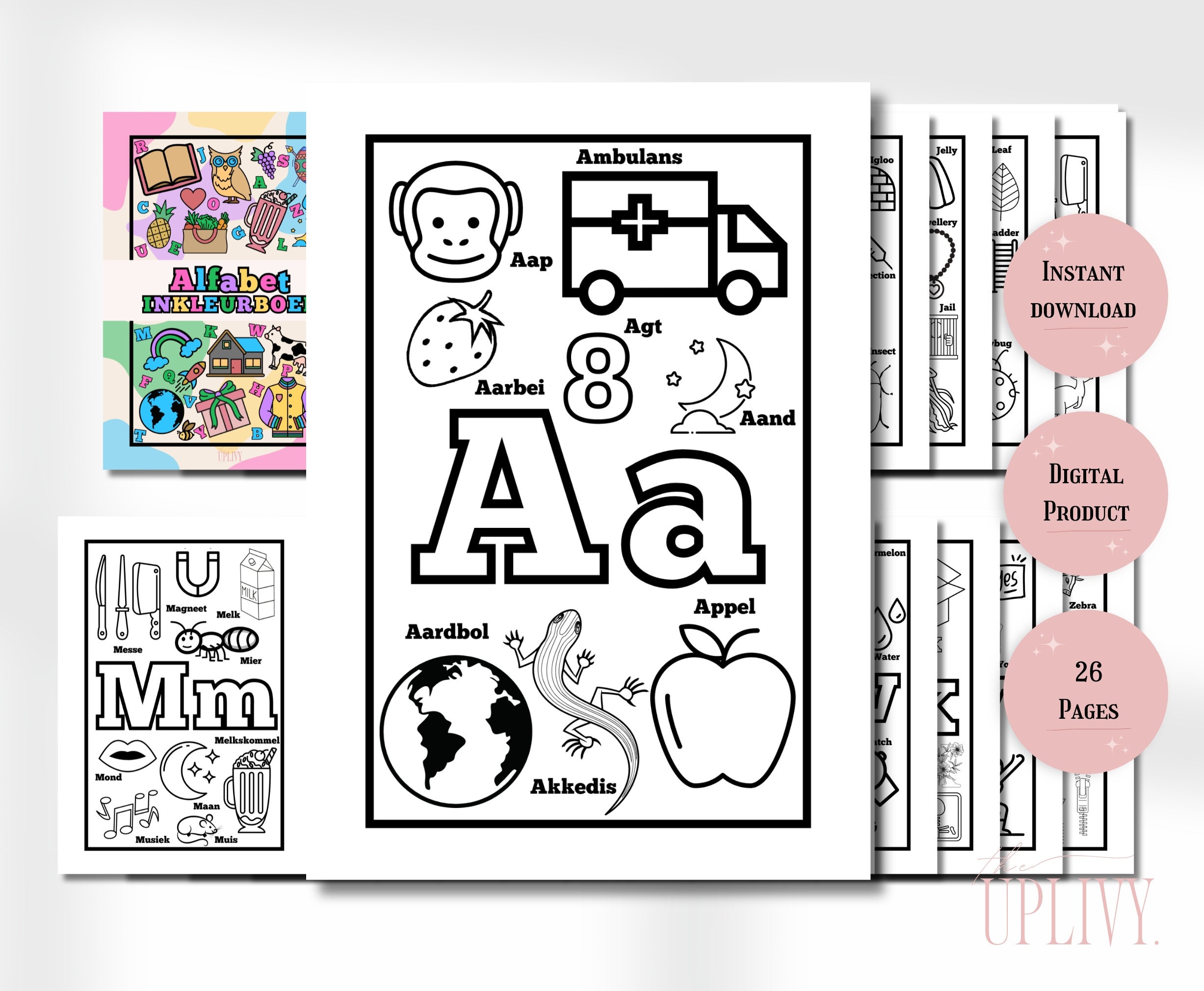 Afrikaans 26 Pages Alphabet Coloring Book Printable for Kids | Alphabet ...