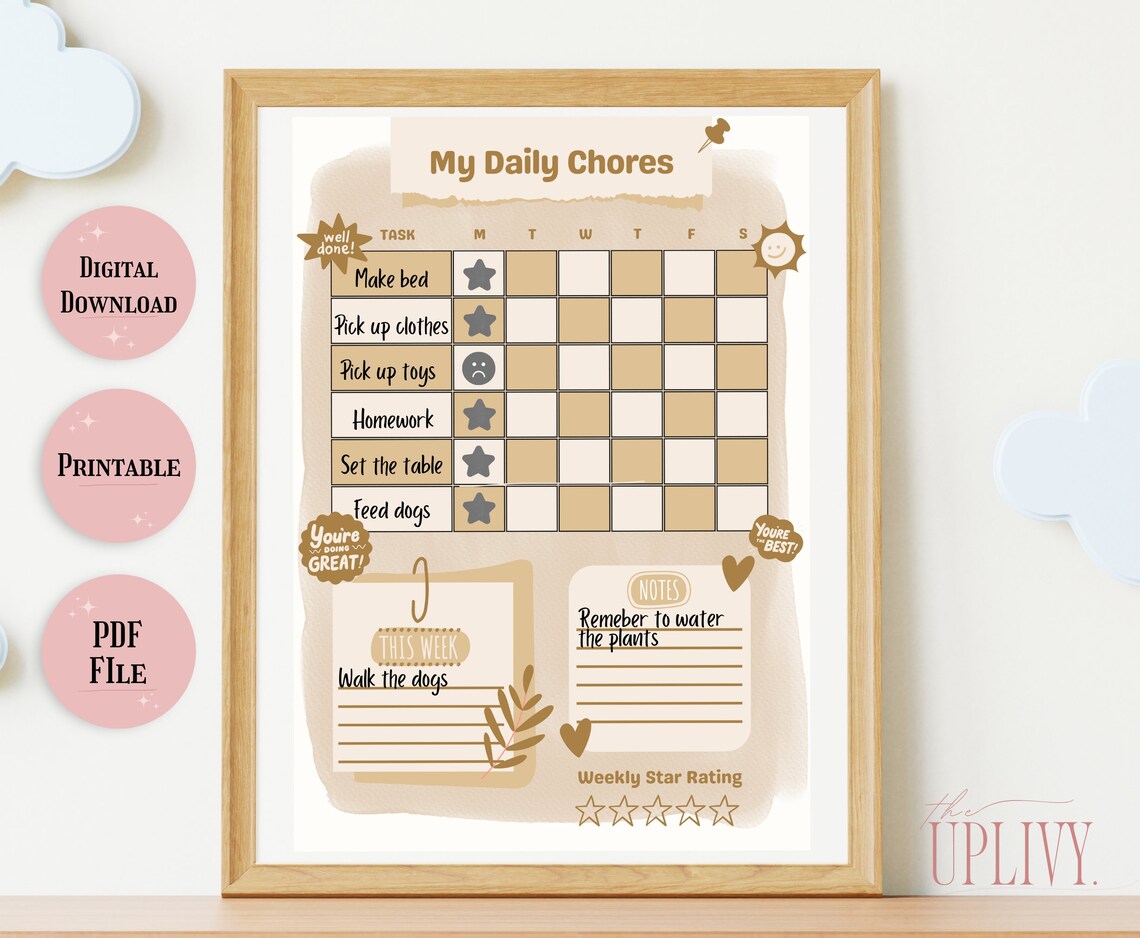 Kids Chore Chart Kids Daily Chores Responsibility Chart - Etsy
