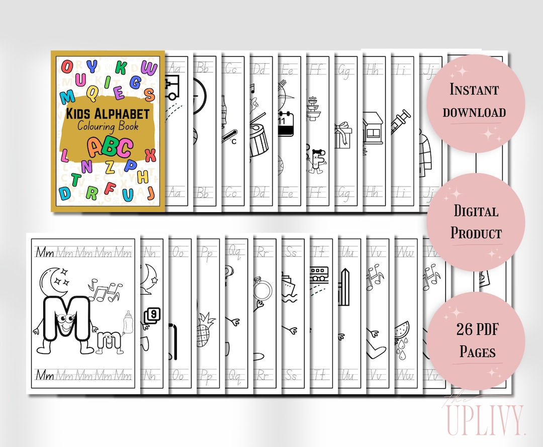 Bilingual Printable ABC Coloring Pages Alphabet Coloring - Etsy