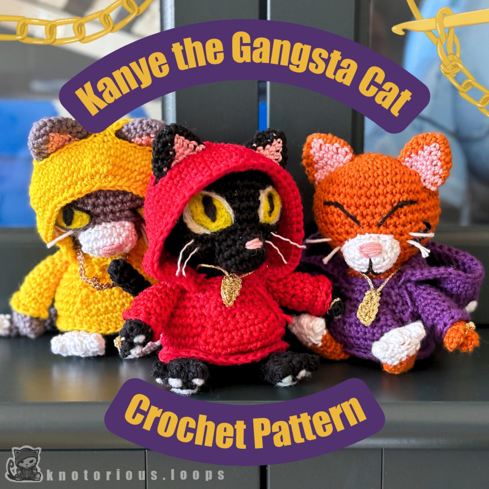 Kanye, the Gangsta Cat Amigurumi Crochet Pattern | PDF - Etsy