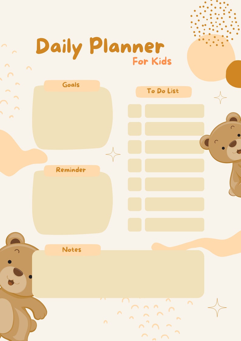 Printable Daily Planner for Kids, Daily to Do List, Productivity ...