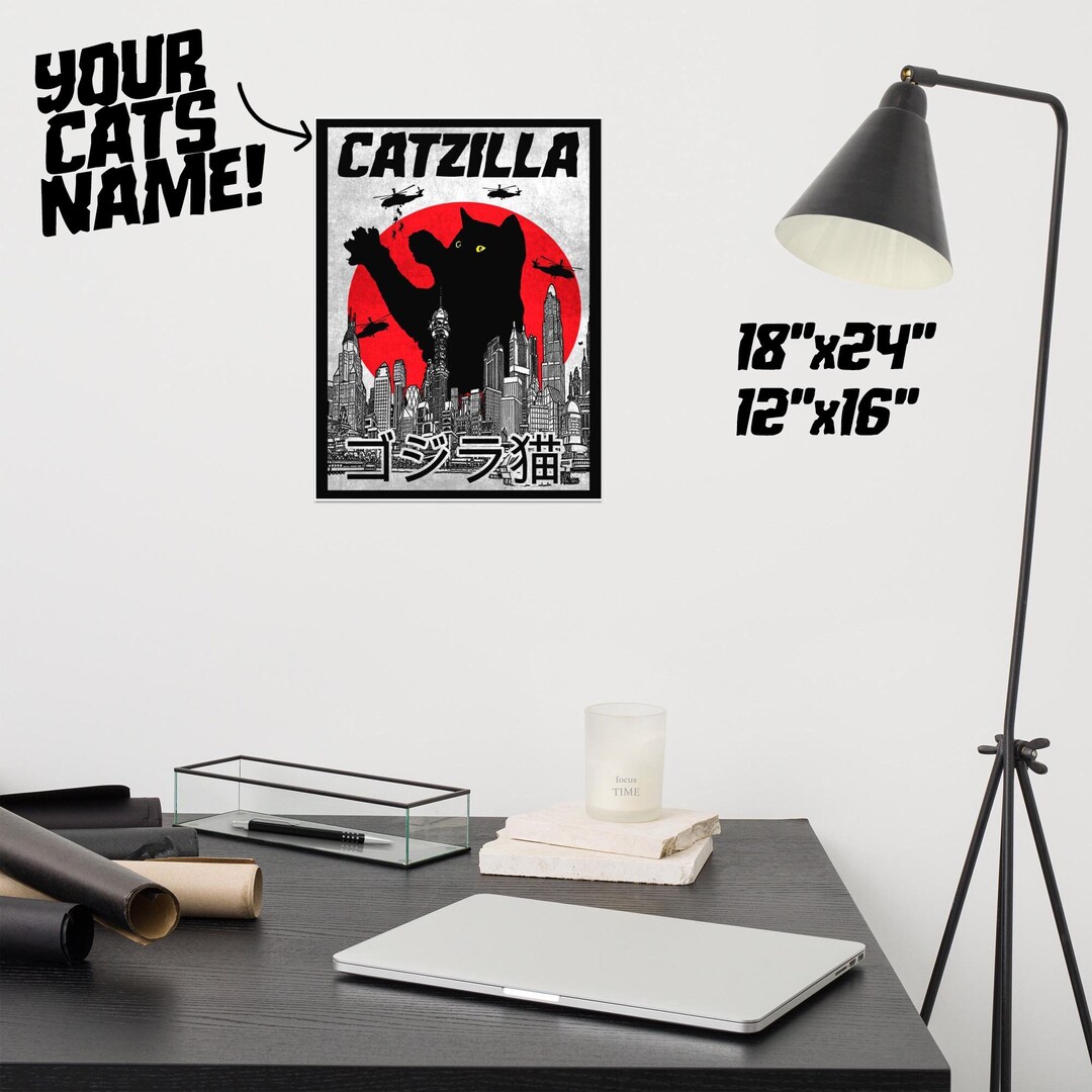 Personalized Catzilla Poster. Custom Wall Decor for Cat Lovers. Gift ...
