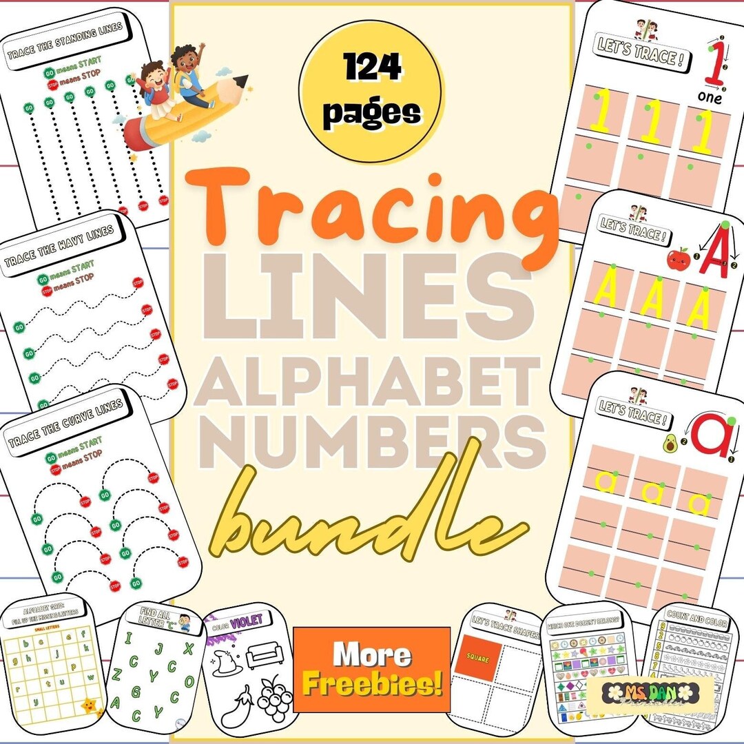 Pre-k Preschool Kindergarten Toddler Tracing Bundle Handwriting ...