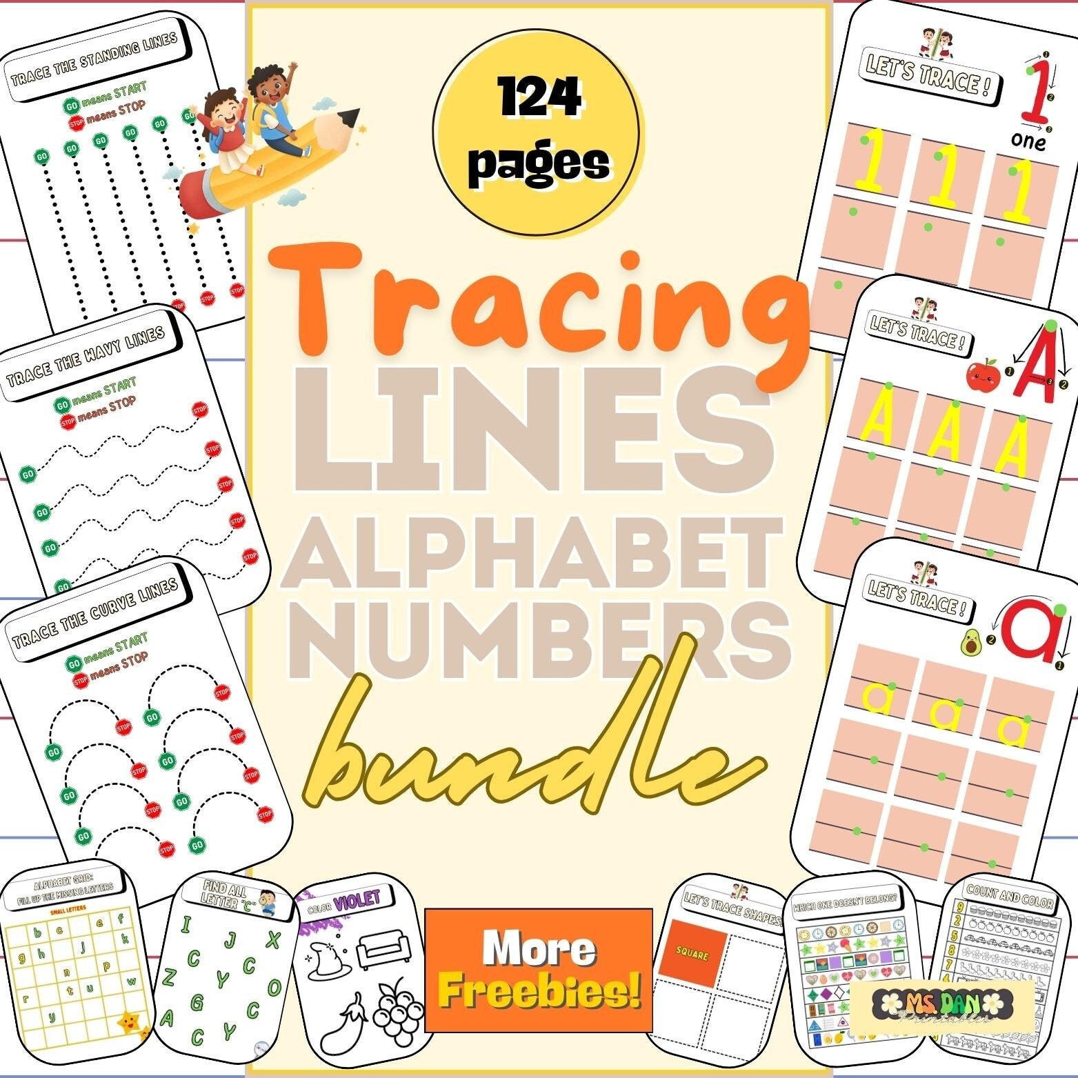 Pre-k Preschool Kindergarten Toddler Tracing Bundle Handwriting ...