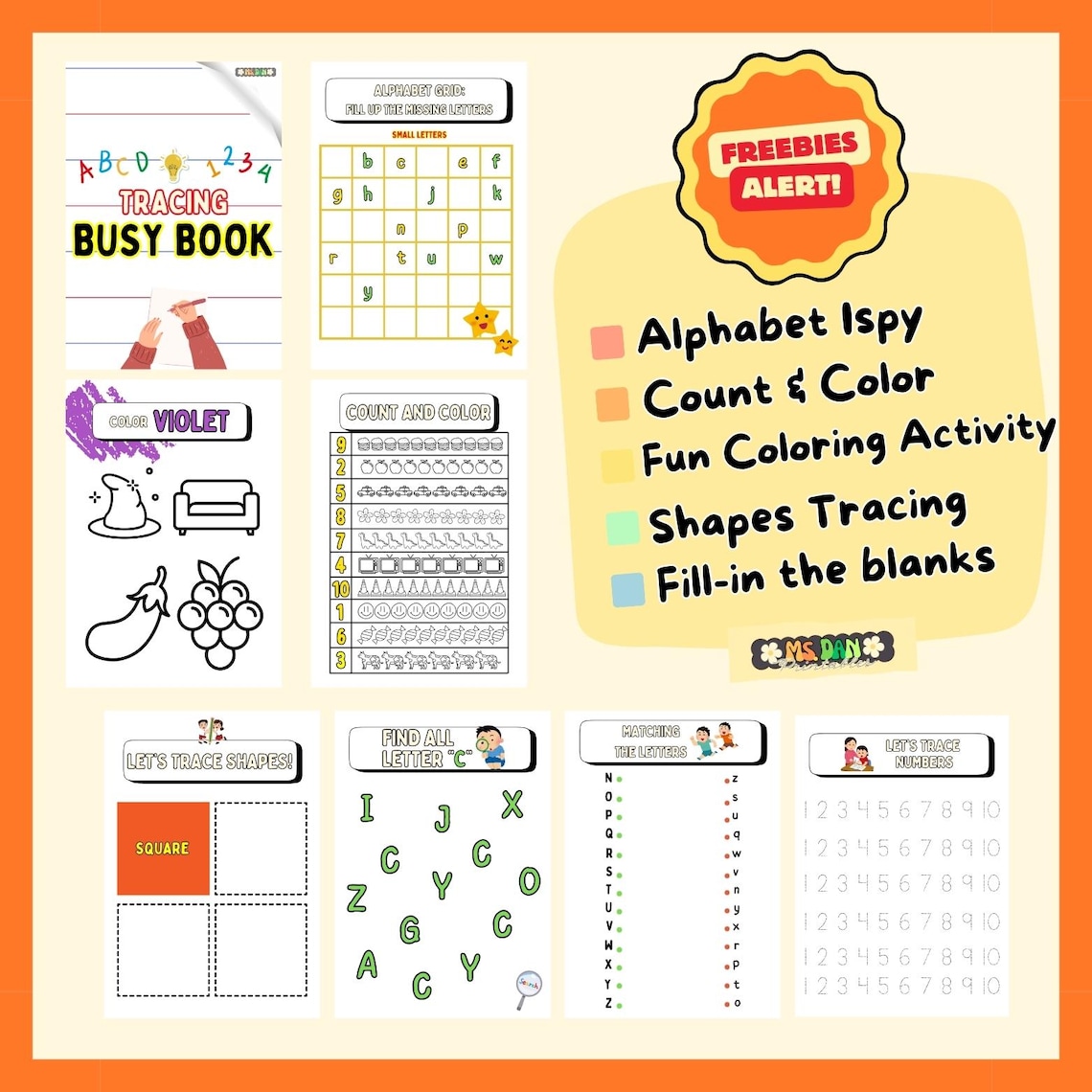 Pre-k Preschool Kindergarten Toddler Tracing Bundle Handwriting ...