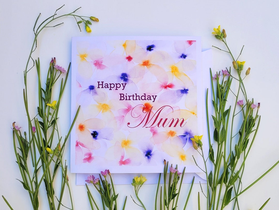 Watercolor Flower Birthday Card – Hand-painted Floral Print ...