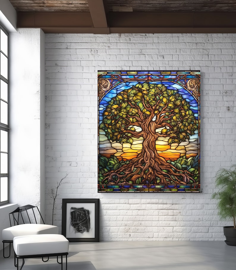 Yggdrasil Stained Glass Wall Art Bundle 20-pack, Tree of Life, Poster ...
