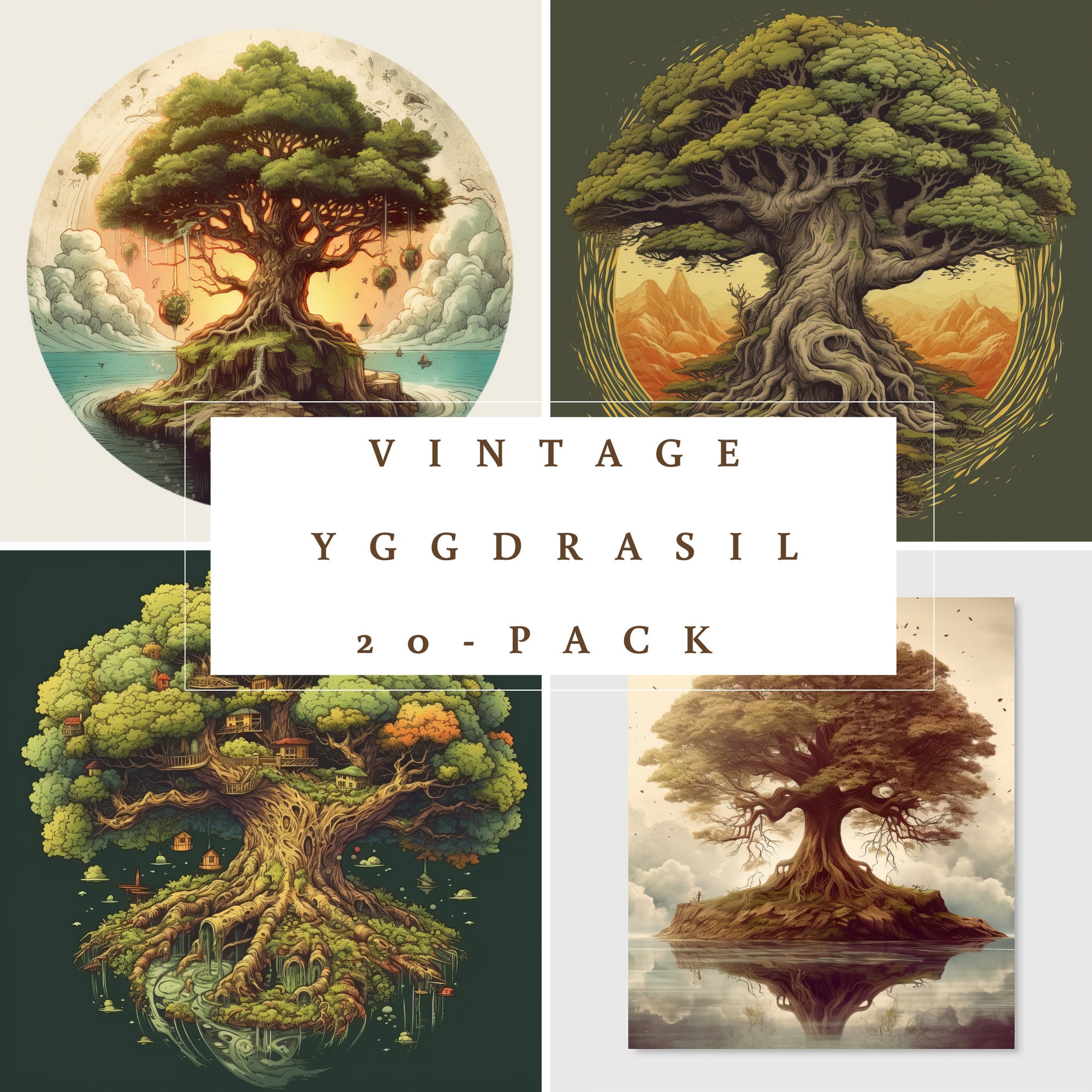 Yggdrasil Wall Art Bundle 20-pack, Yggdrasil Tree of Life, Poster, Pagan Viking Home Decor ...