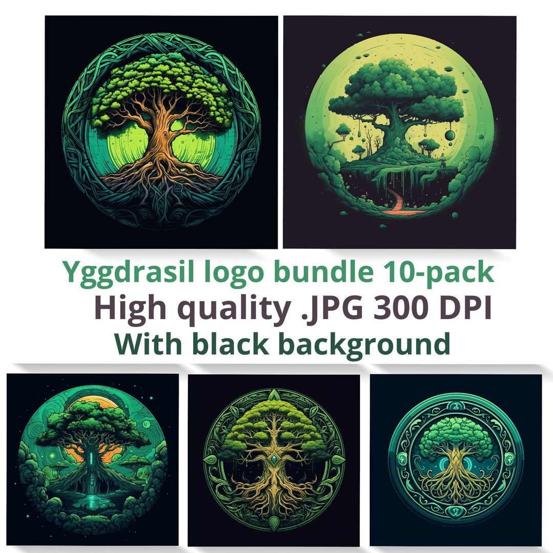 Yggdrasil Logo Art Bundle 10-pack, Tree of Life, Poster, Pagan Viking ...