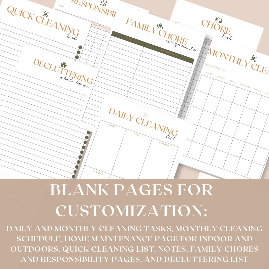 Home Cleaning Planner- Printable Digital Clean Home Planner - Etsy