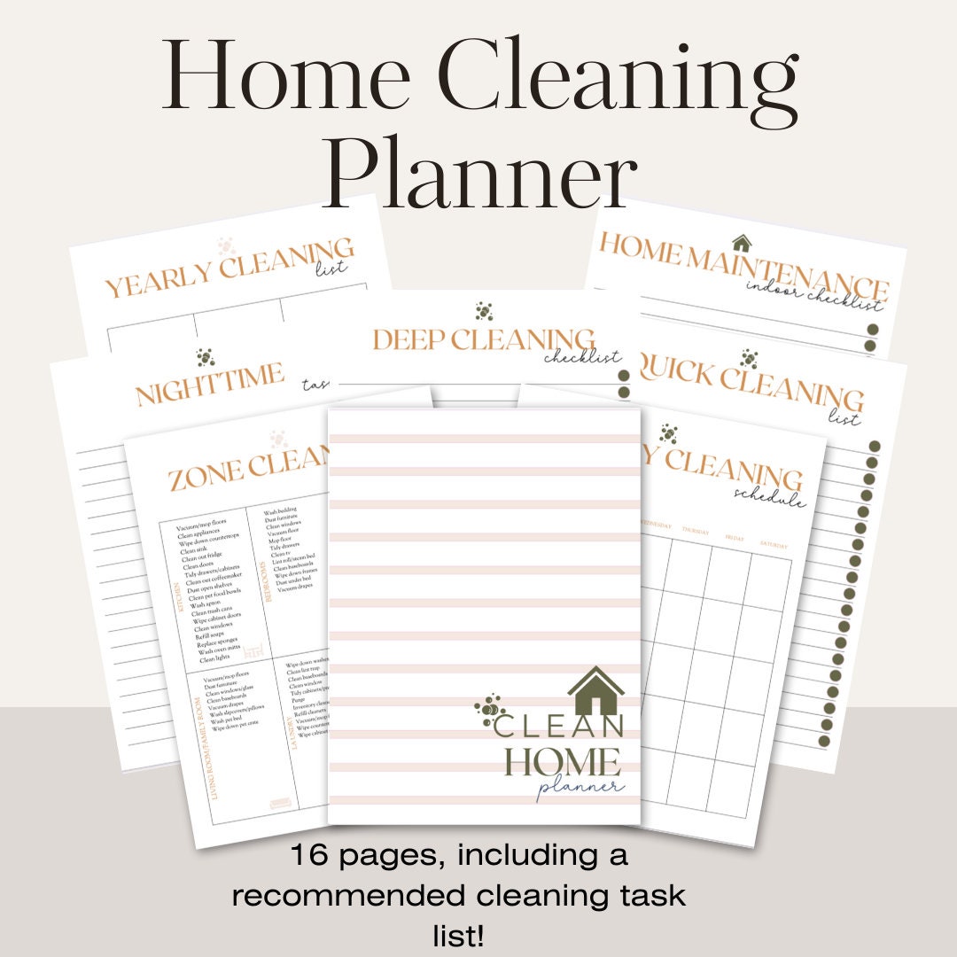 Home Cleaning Planner- Printable Digital Clean Home Planner - Etsy