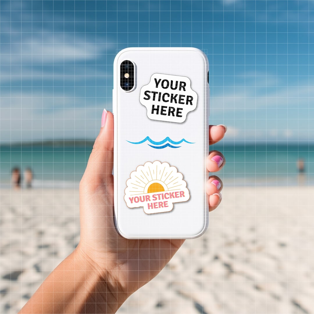 Mockup Sticker Cell Phone Aesthetic Mockup With Hand, Sticker ...