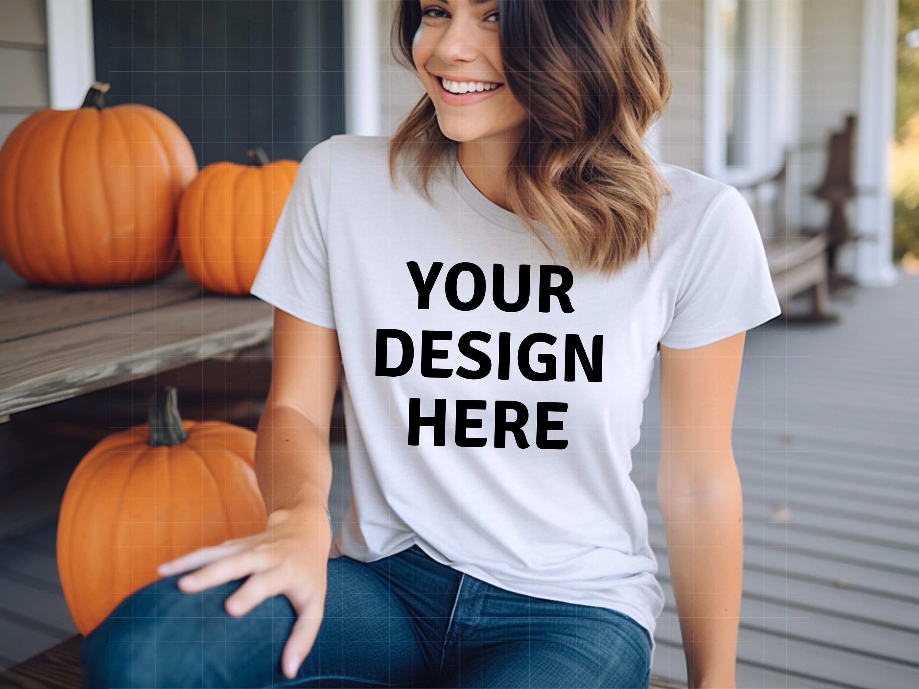 Fall Shirt Mockup, White T Shirt Mock Up, White Halloween Mockup, Model ...