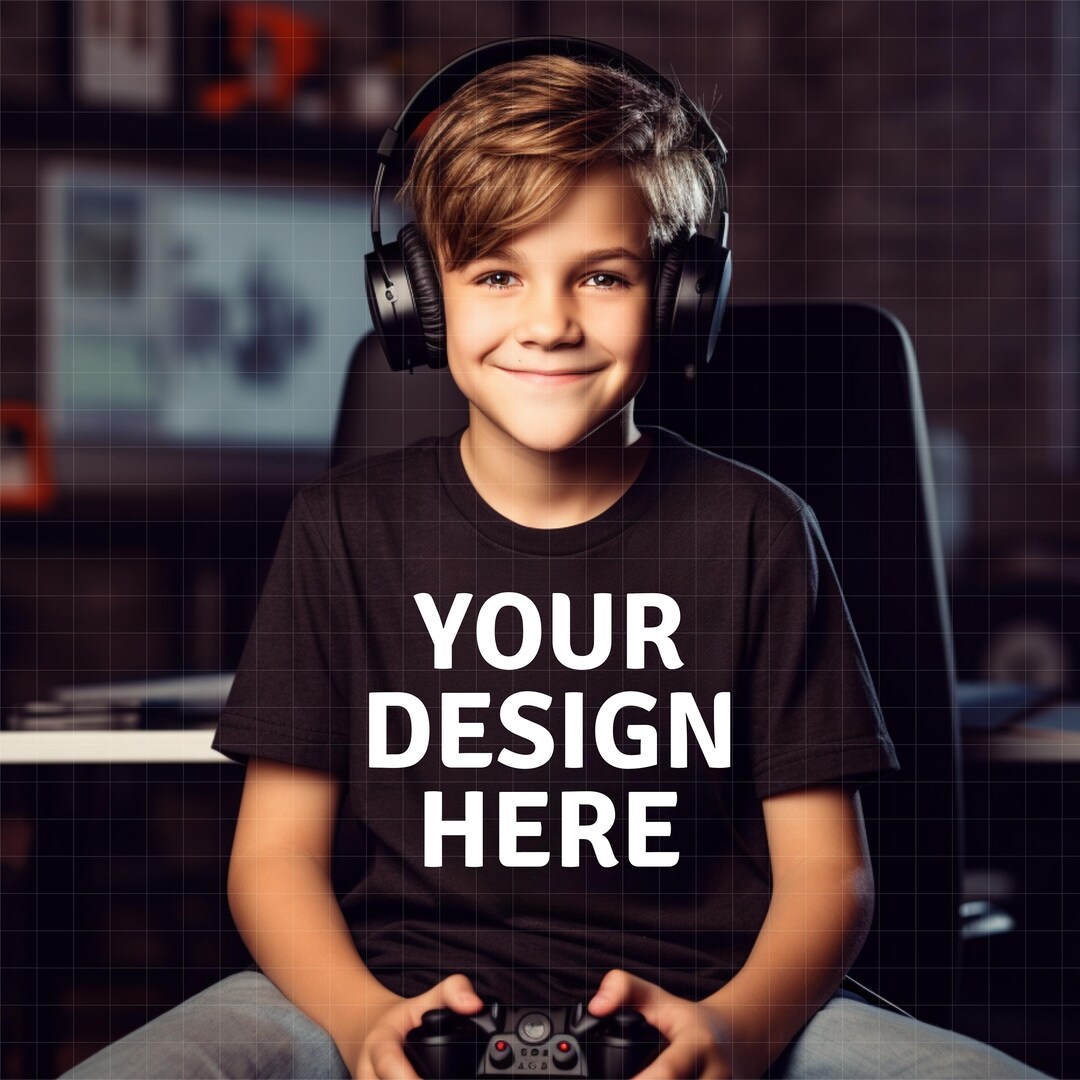 Gamer Mockups Youth Shirt Boy Gaming Tshirt Mockup, Gamer T-shirt ...