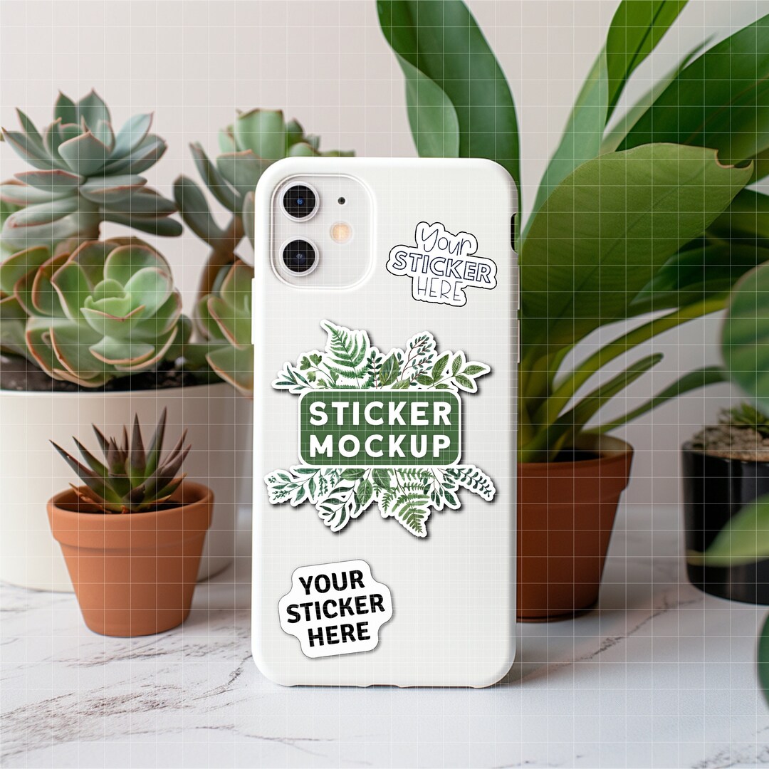 Aesthetic Sticker Mockup Cell Phone Case Stickers Mock up for Plant ...