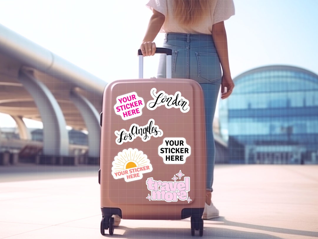 Travel Sticker Mockup Luggage Bag Vinyl Decal Mock up for Kiss Cut ...