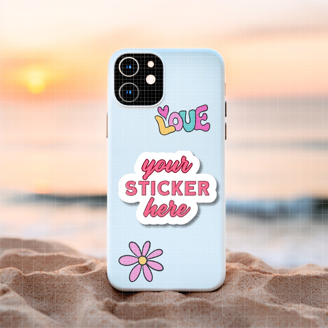Die Cut Sticker Mockup, Tough Phone Case Mockup, Kisscut Stickers ...