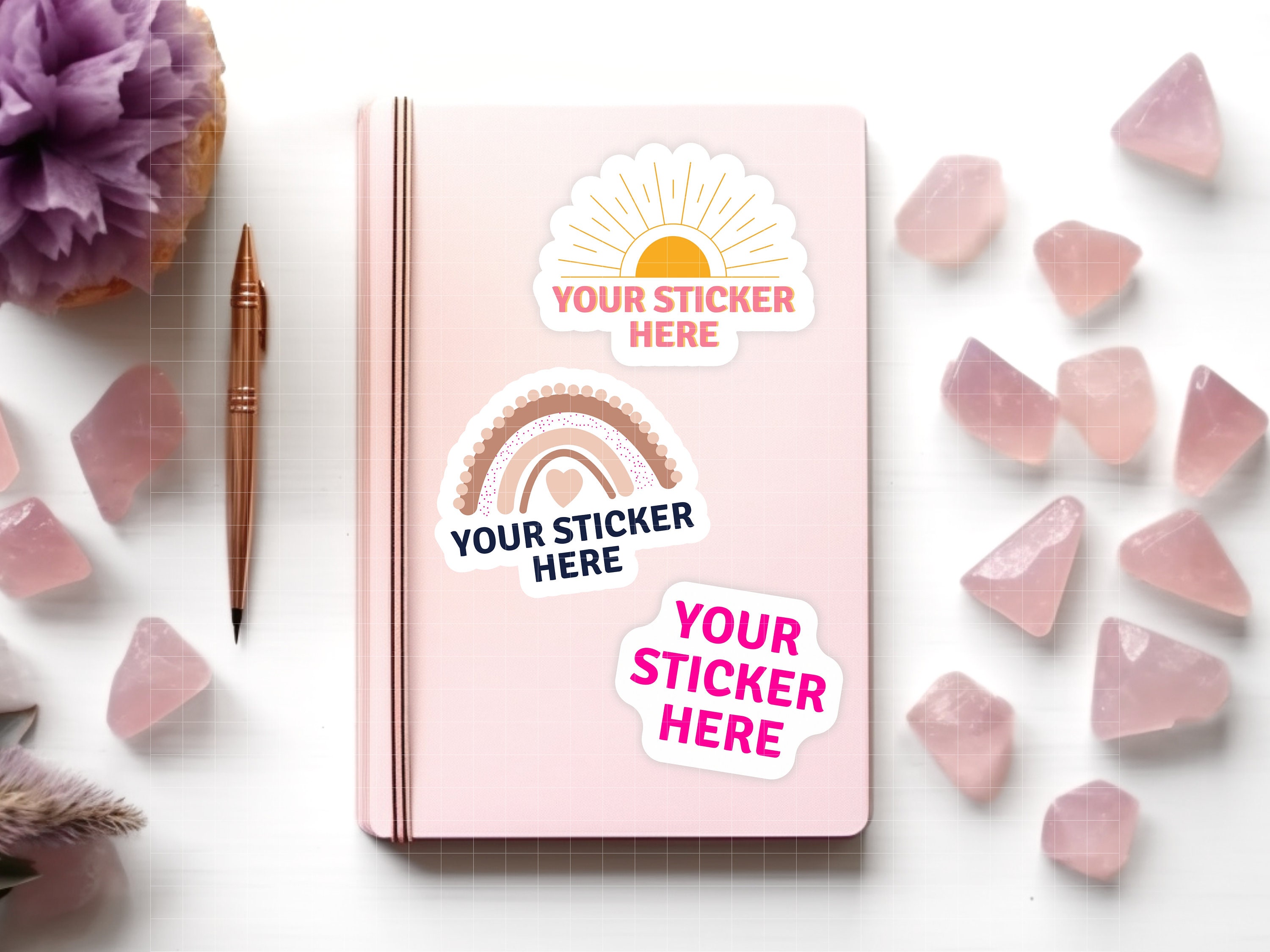 Stickers Mockup, Notebook Cover Mock Up, Journal Stickers Mockups, Die ...