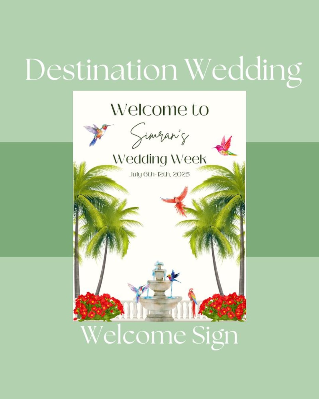Tropical Destination Wedding Welcome Sign | Editable Wedding Week Sign ...