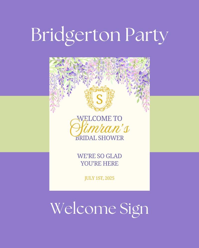 Bridgerton Welcome Sign | Editable Bridal Shower Welcome Sign | Digital ...
