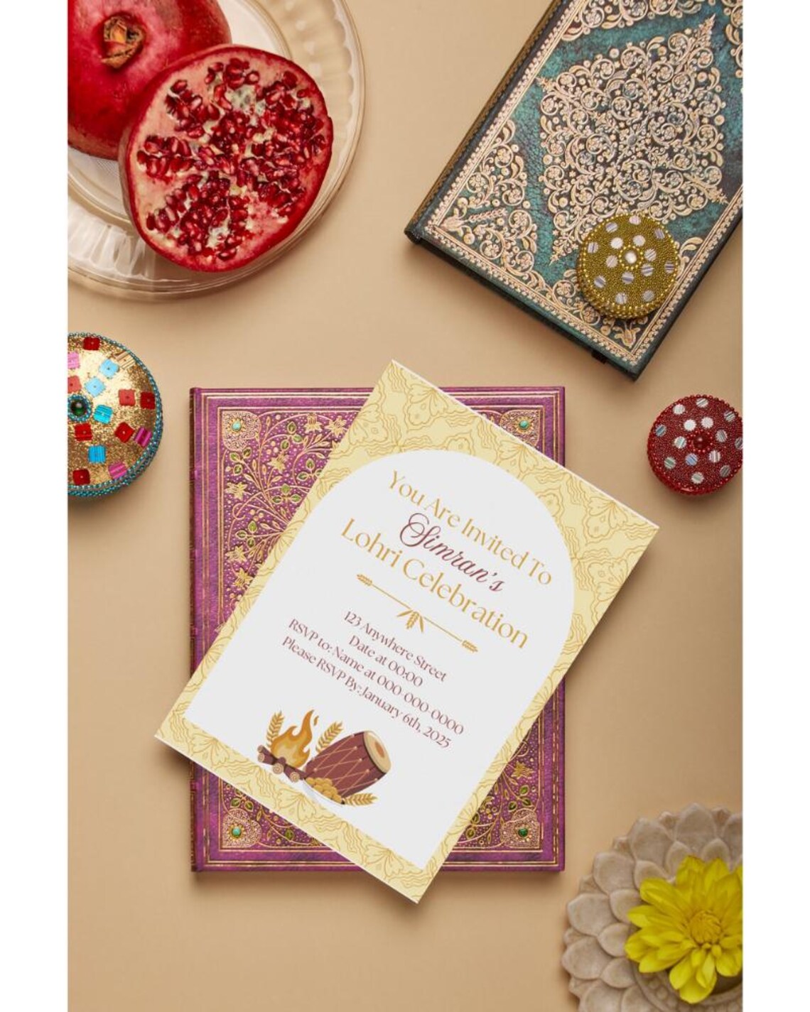 Lohri Invitation Card | Punjabi Lohri Party Invitation | Editable ...