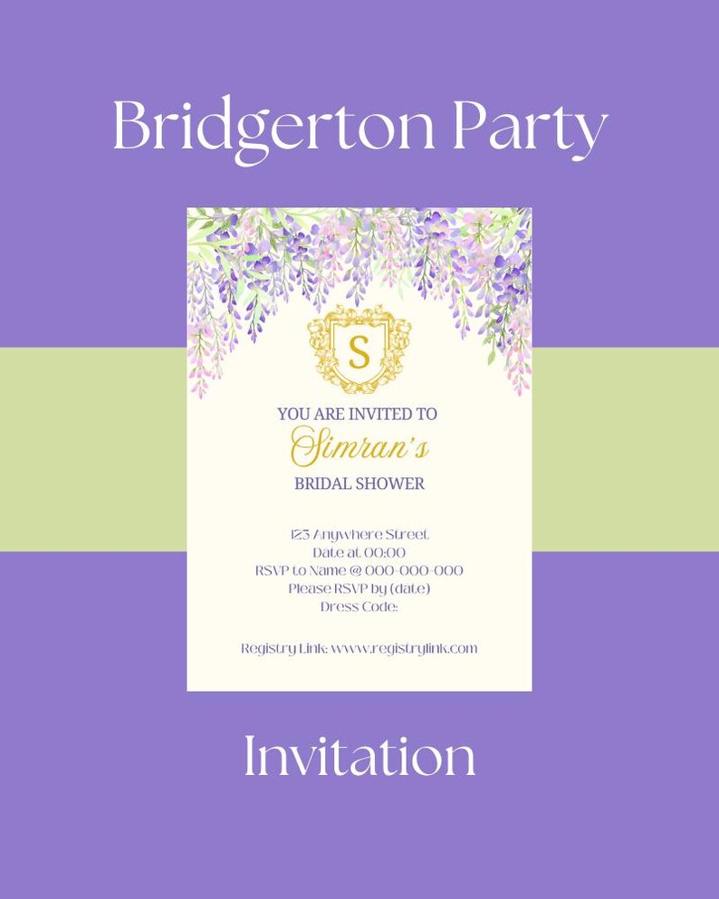 Bridgerton Theme Invitation Card | Editable Bridal Shower, Wedding ...