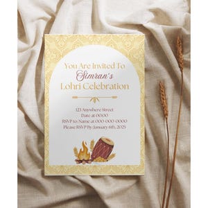 Lohri Invitation Card | Punjabi Lohri Party Invitation | Editable ...