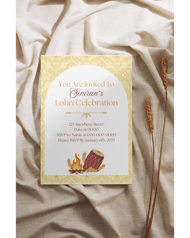 Lohri Invitation Card | Punjabi Lohri Party Invitation | Editable ...