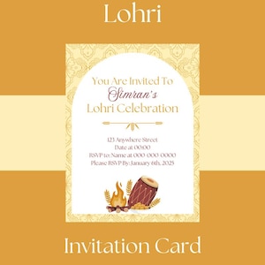 Lohri Invitation Card | Punjabi Lohri Party Invitation | Editable ...