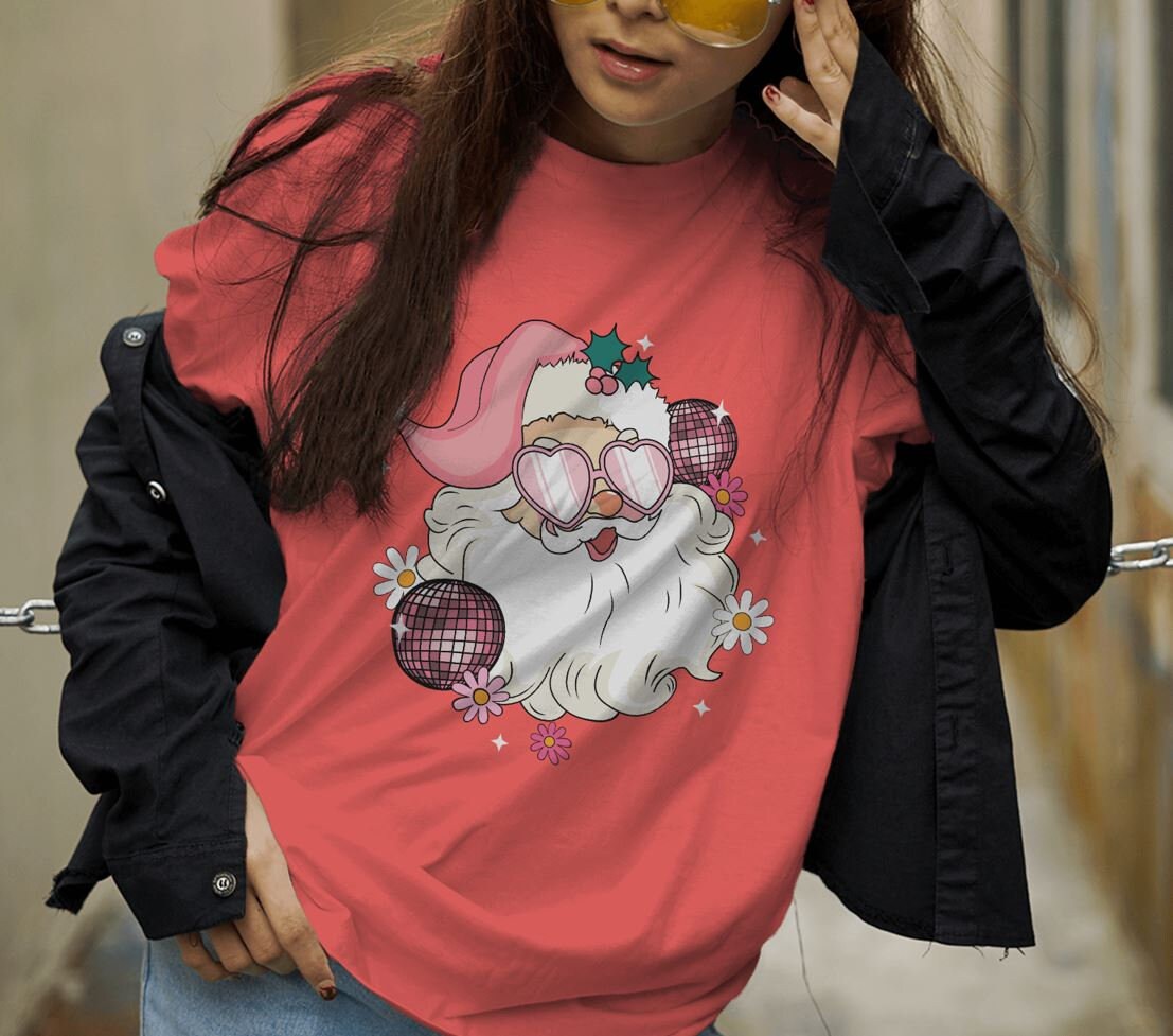 Retro Disco Santa With Sunglasses Design, Png Download - Etsy