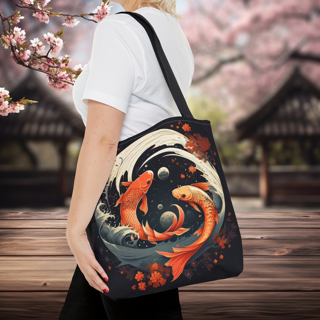 Koi Fish Tote Bag, Japan Inspired Accessory, Sustainable Fashion ...