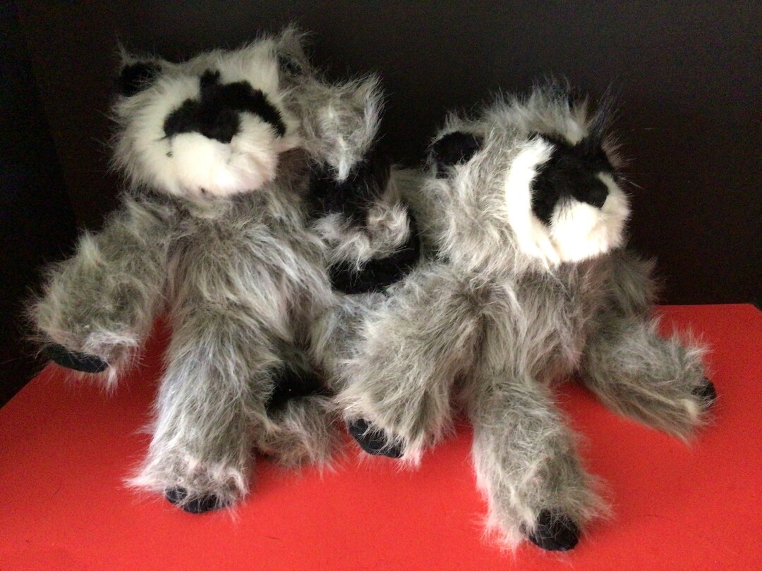 Portland Plush Raccoon Set: Gray Stuffed Animals, 12-inch - Etsy