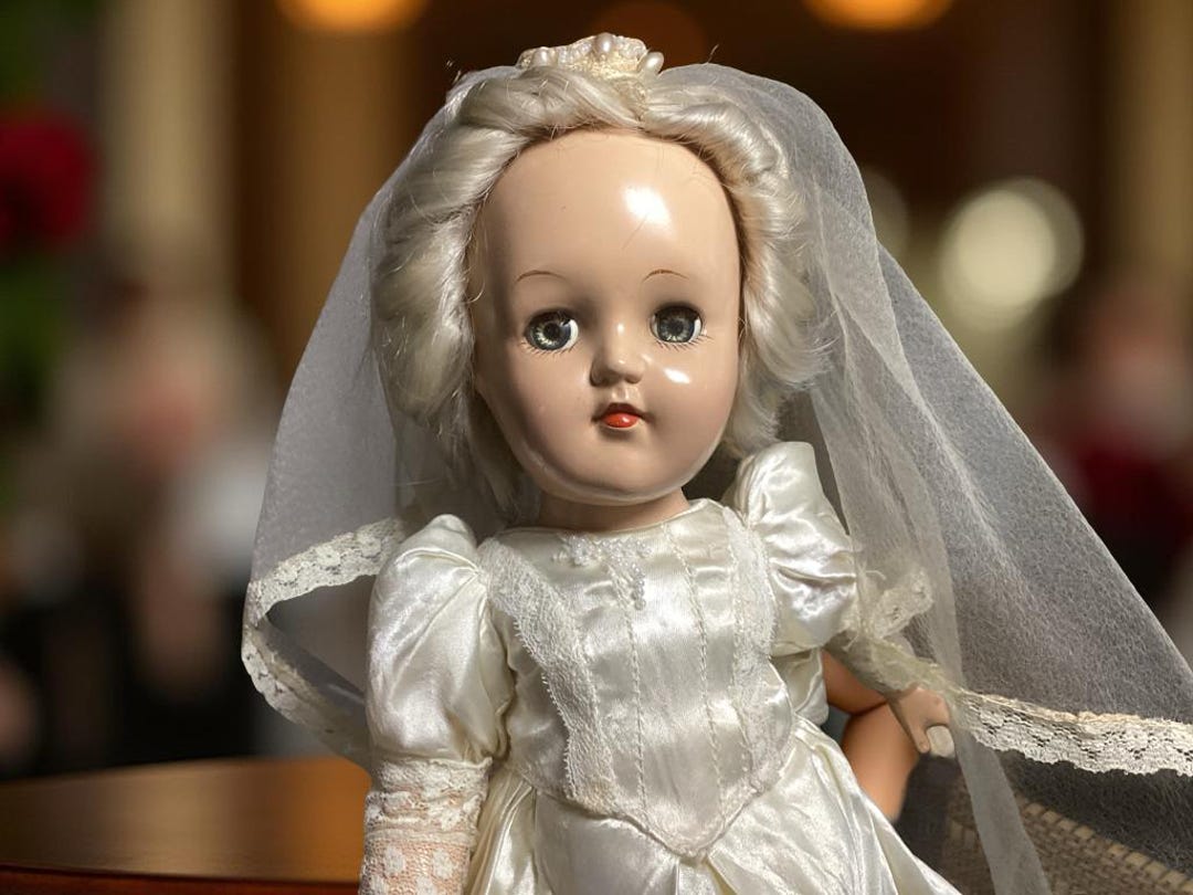 Vintage 1950’s Ideal Platinum Toni Doll - White Satin Wedding Dress ...