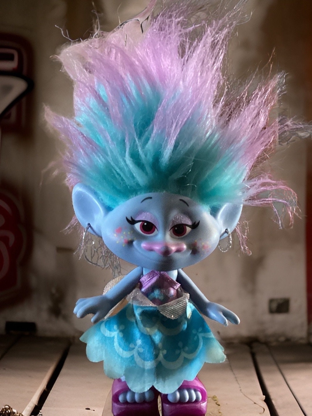 Dreamworks Satin Troll Doll: Blue Hair, Purple Dress, 10 Inch - Etsy