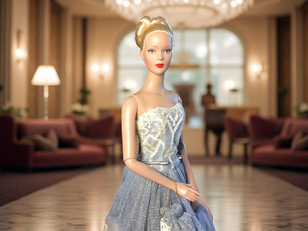 Robert Tonner Fashion Doll: Blue Lace Gown, Silver Heels - Etsy