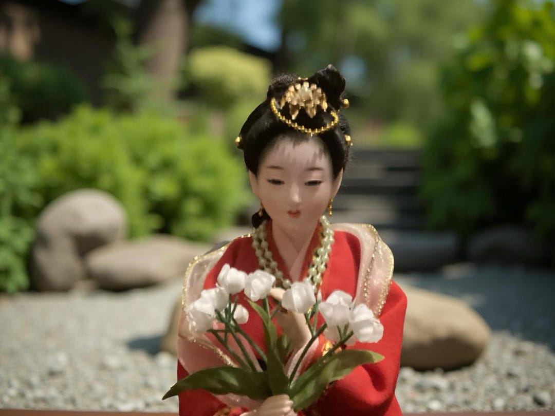 Exquisite 10” Seated Japanese Orion Doll – Ornate Robes & Hair Styling ...
