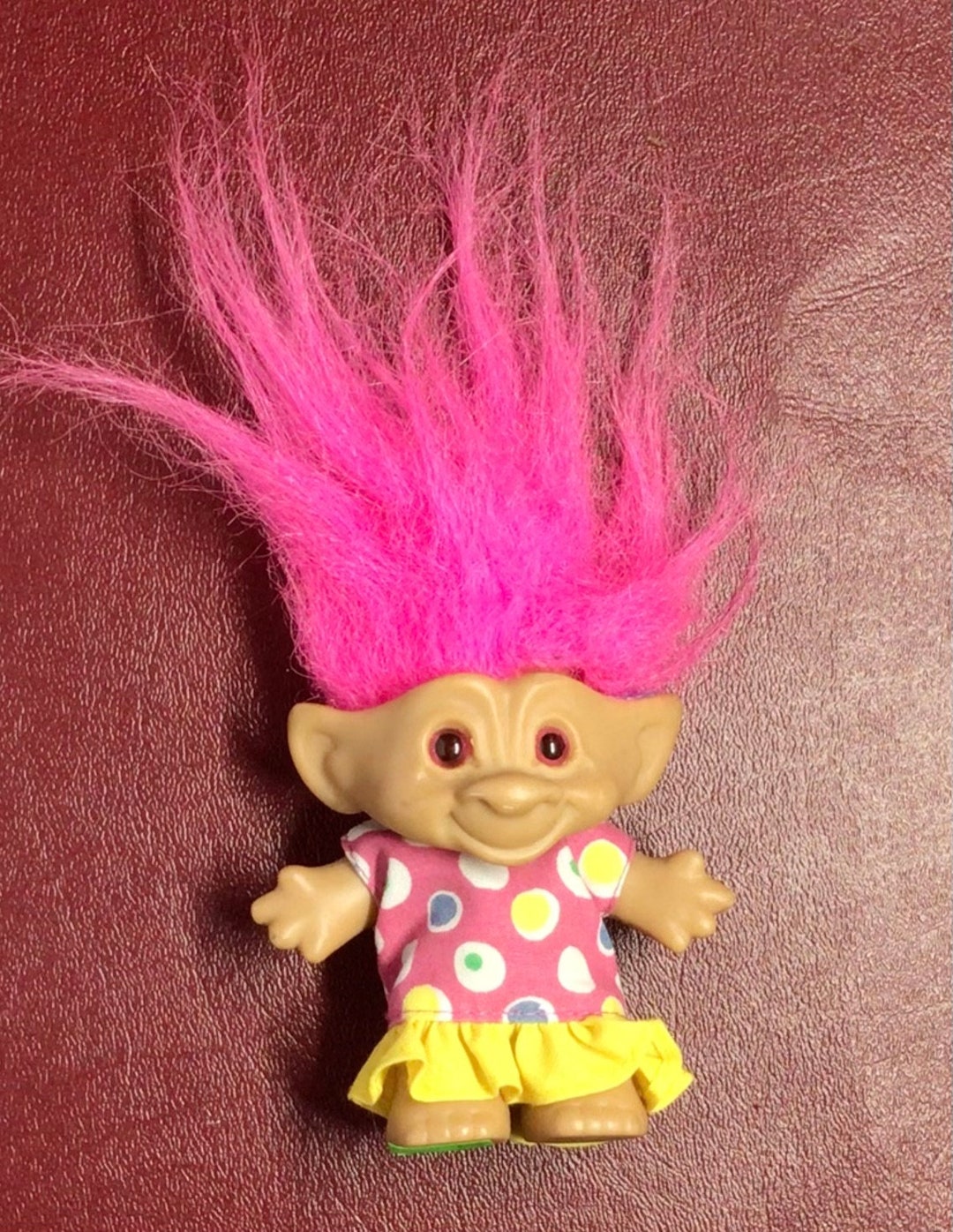 Vintage Russ Troll Doll: Pink Hair, Polkadot Dress - Etsy