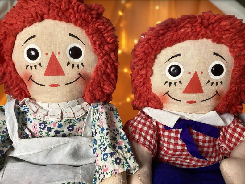 Vintage Knickerbocker Raggedy Ann and Andy Dolls 15 Inch Cloth Doll Set ...