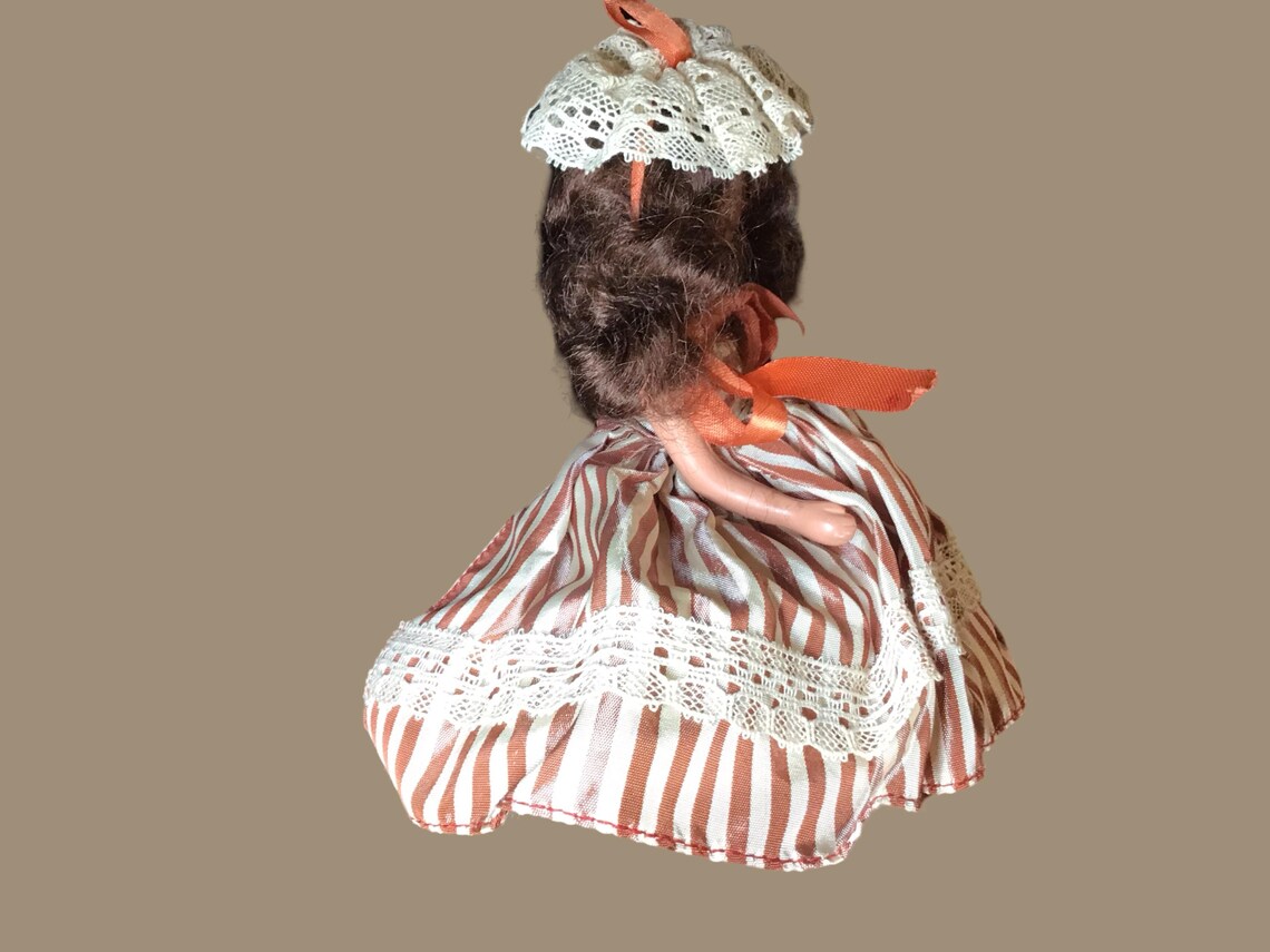 Nancy Ann Storybook Doll: Auburn Hair, Striped Satin Gown - Etsy