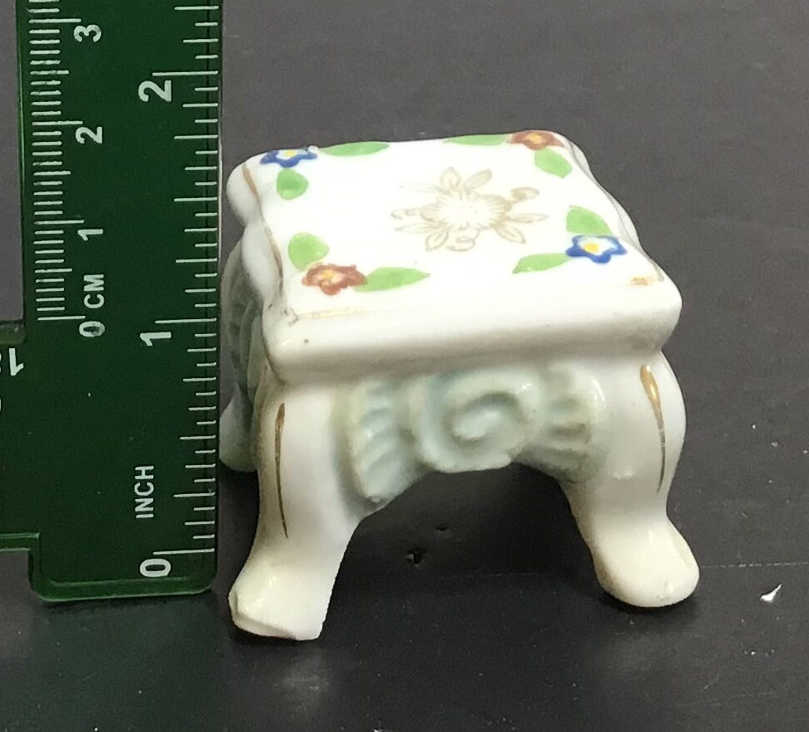 Occupied Japan Miniature Dollhouse Table and Chairs - Bisque Floral Set ...